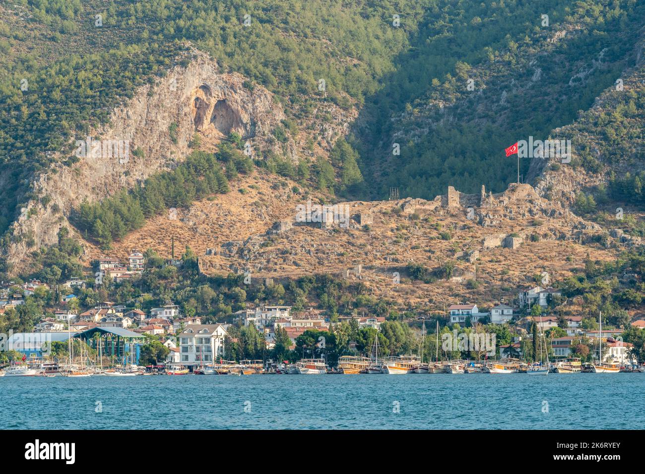 Fethiye, Turkey – August 21, 2021. Mountainous landscape with the ...