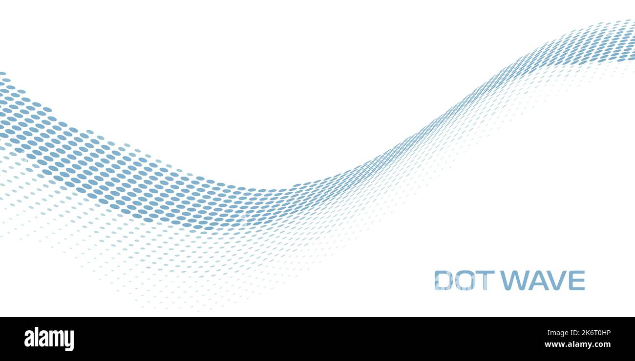 Abstract blue dot wave on white background. Simple vector graphics ...