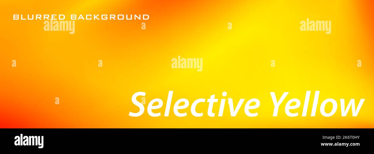 Blurred abstract background with color transition from scarlet to selective yellow. Wide vector ...