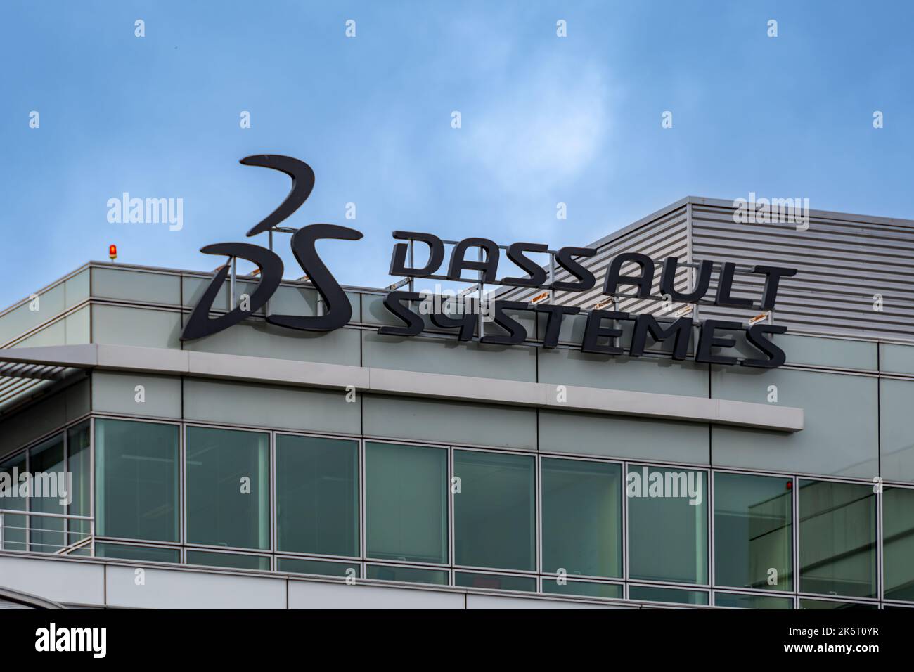 Logo on the headquarters building of Dassault Systèmes, a French ...