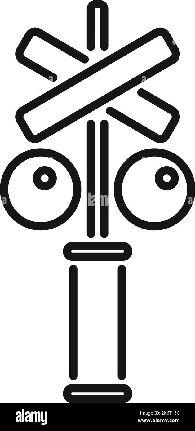 Cross railroad icon outline vector. Road safety. Gate traffic Stock ...