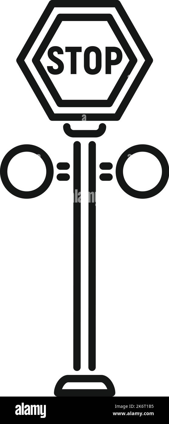 Stop sign barrier icon outline vector. Train road. Safety gate Stock ...