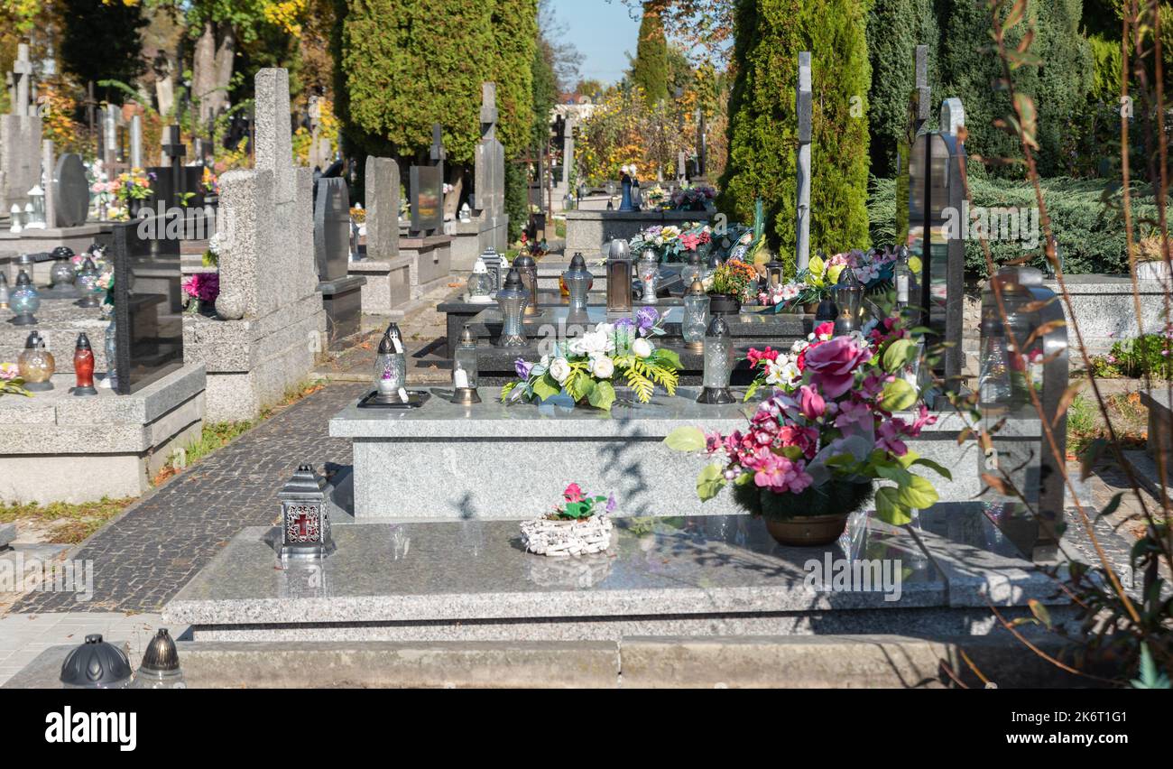 Serock, Poland - October 13, 2022: Graves in the cemetery. Cemetery on ...