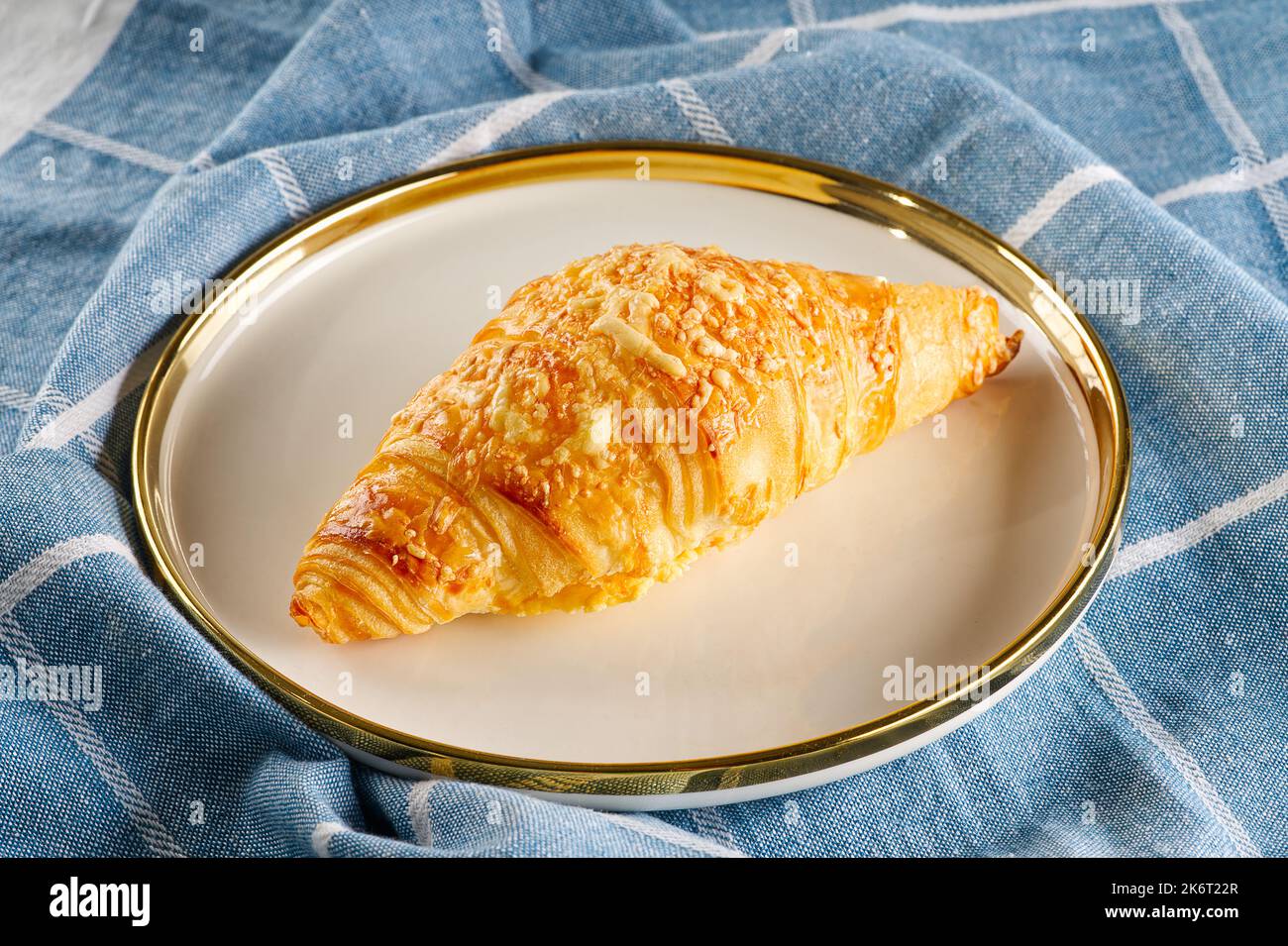 Fresh croissants with cheese. traditional hommade french pastries for ...