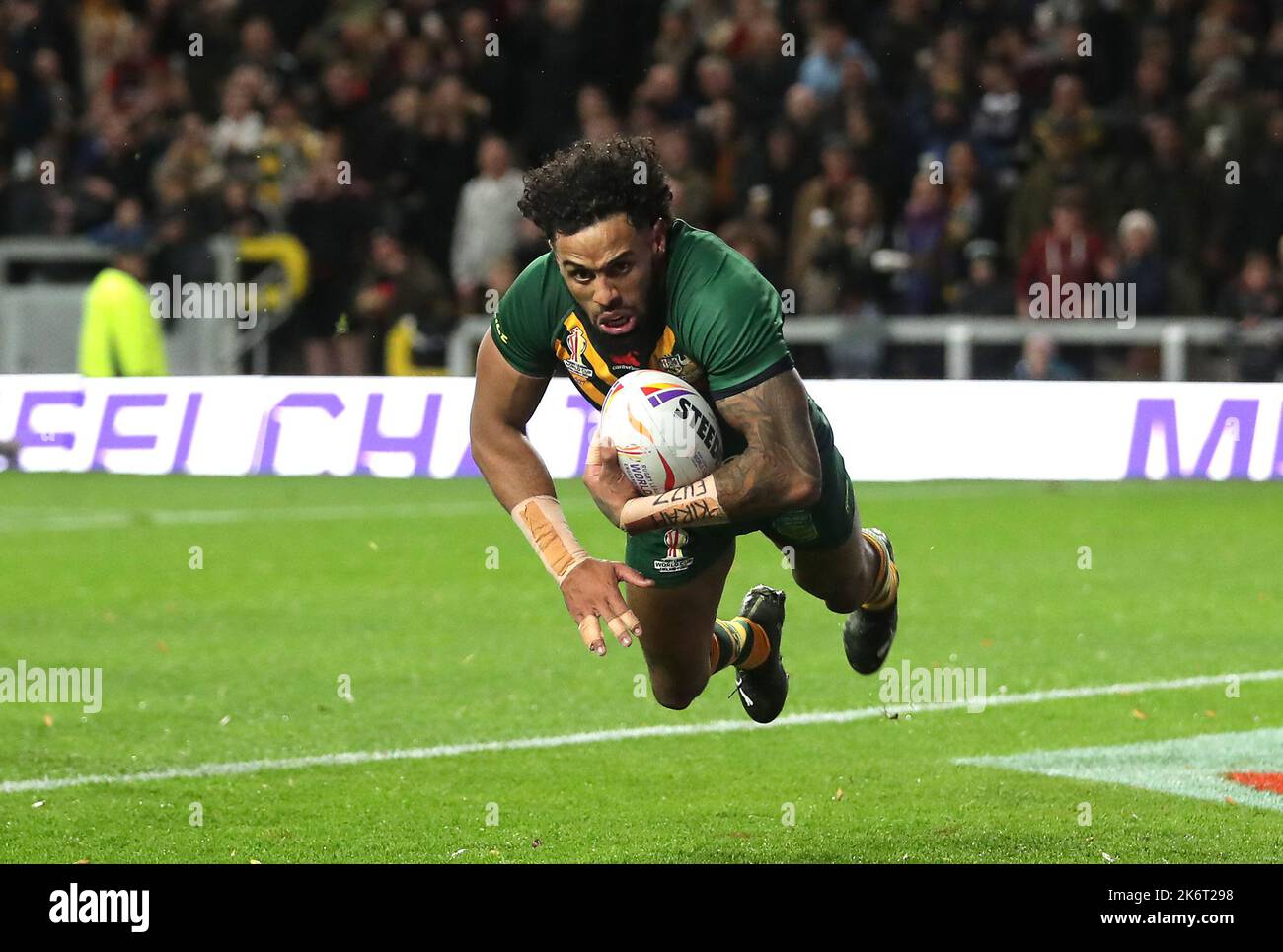 Australia's Josh Addo-Carr scores his side's second try of the game ...