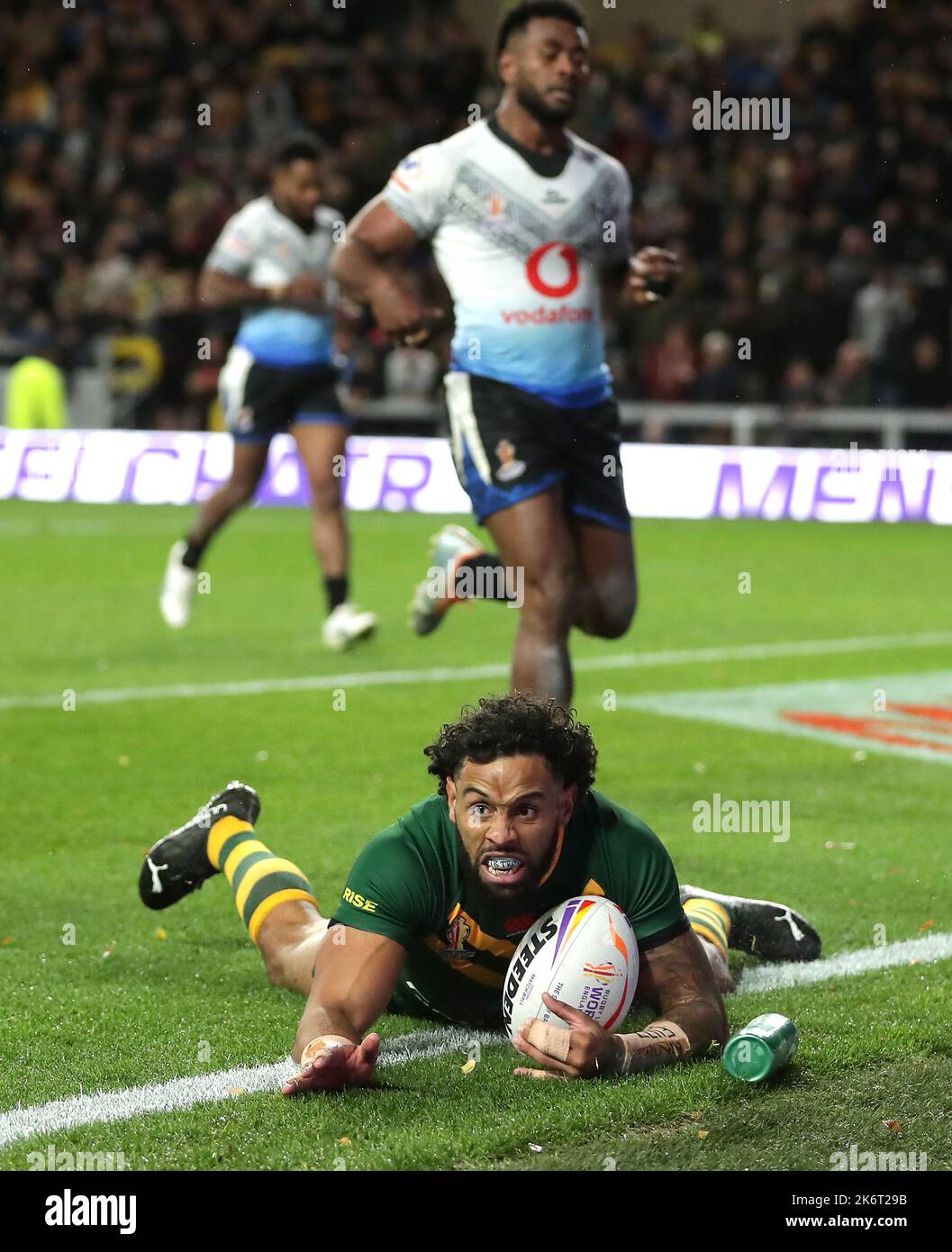 Australia's Josh Addo-Carr scores his side's second try of the game ...
