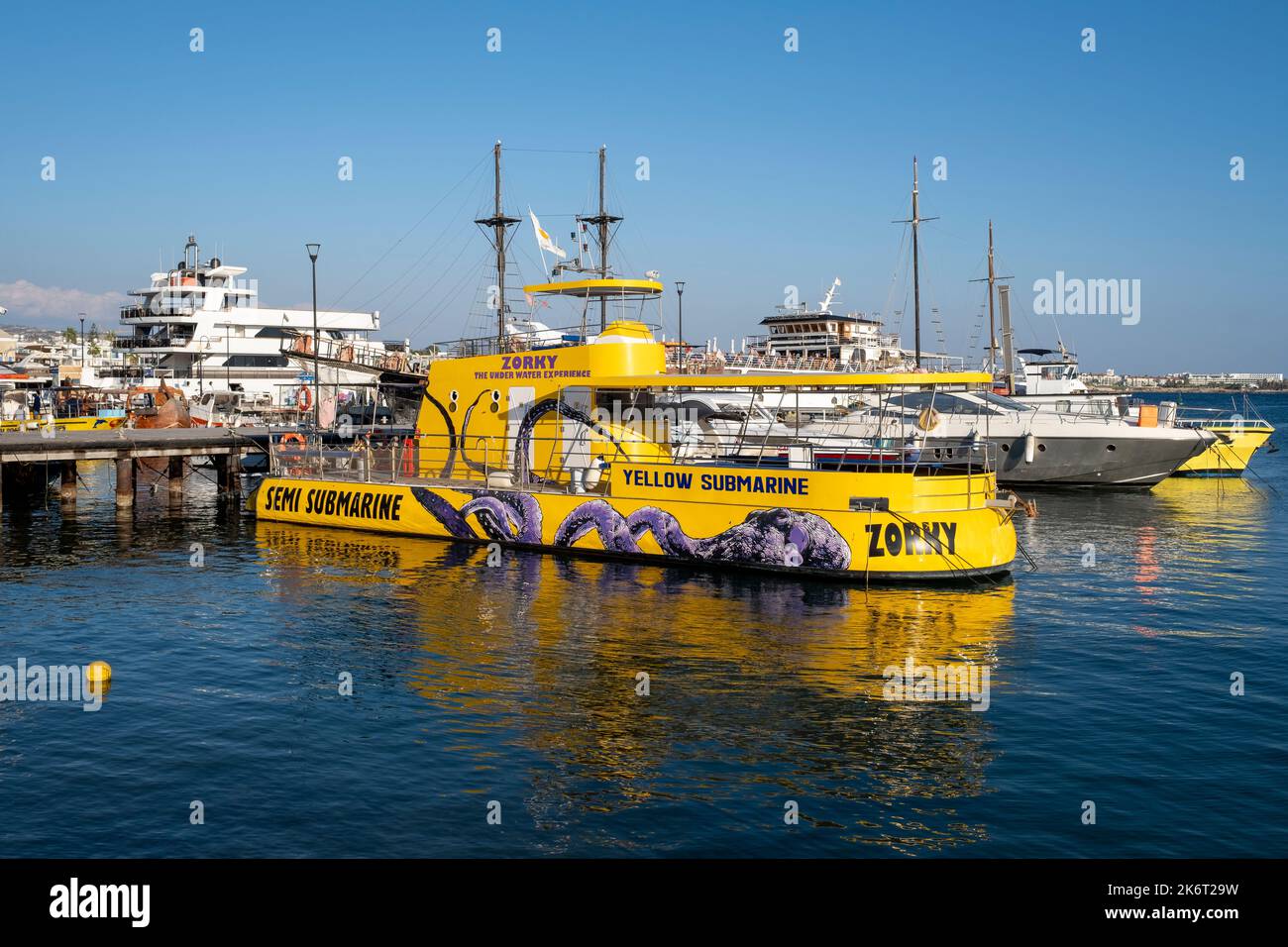 Yellow Submarine boat in Paphos Harbour Cyprus Stock Photo - Alamy