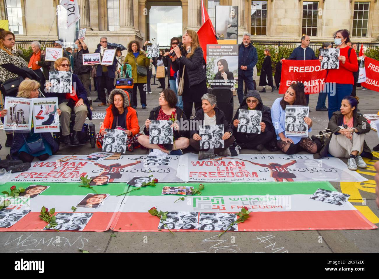 London, England, UK. 15th Oct, 2022. A group of women stage a ''sit-in ...