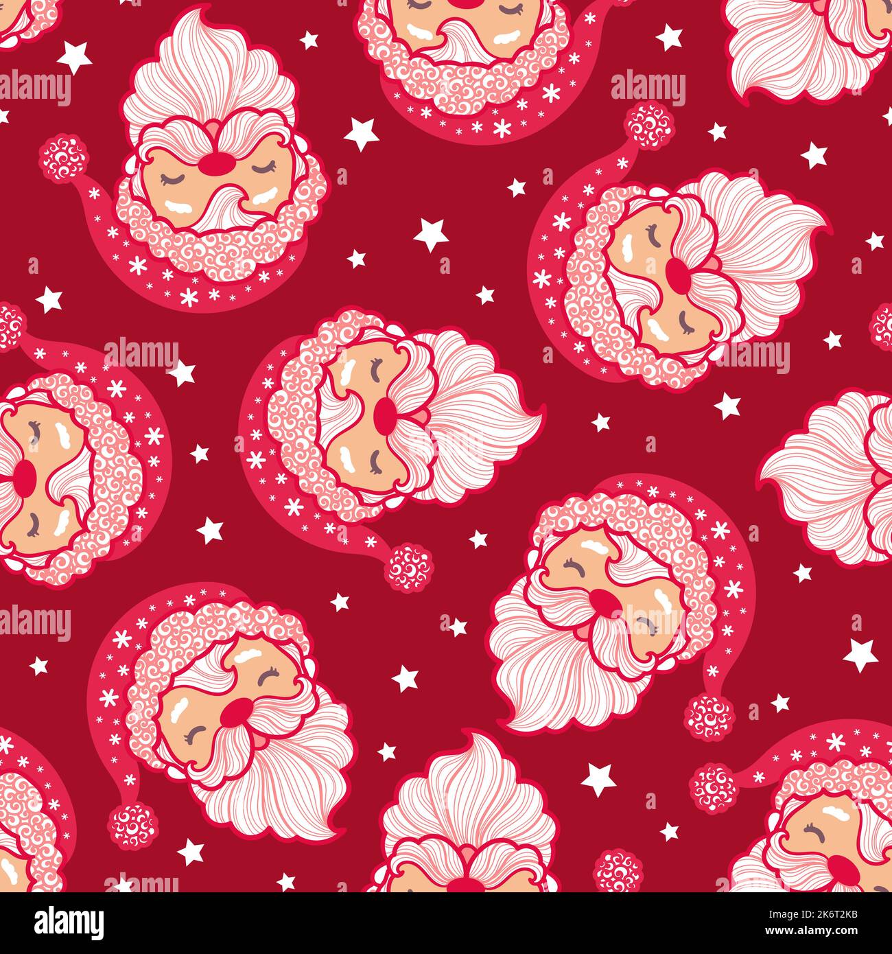 Seamless pattern with faces of Santa Claus. Vector Stock Vector Image ...