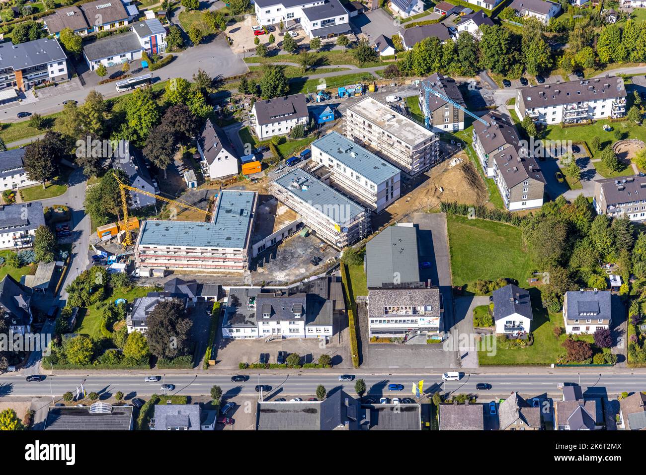 , aerial view, construction site and new construction residential houses, building project ...
