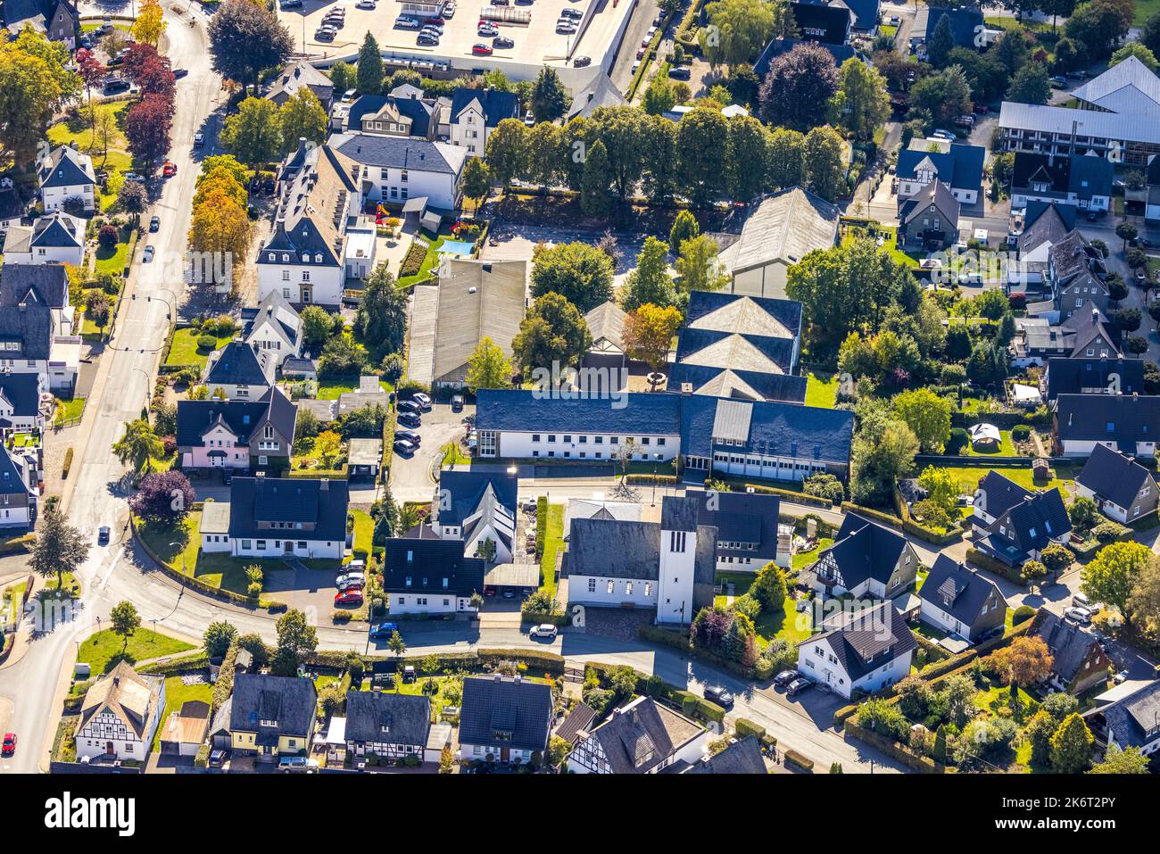 , aerial view, Kath. elementary school Ringstraße, Valentin school, VHS ...