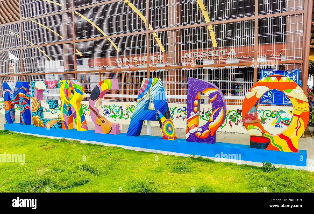 Colorful Zicatela Puerto Escondido Mercado market lettering sign symbol ...