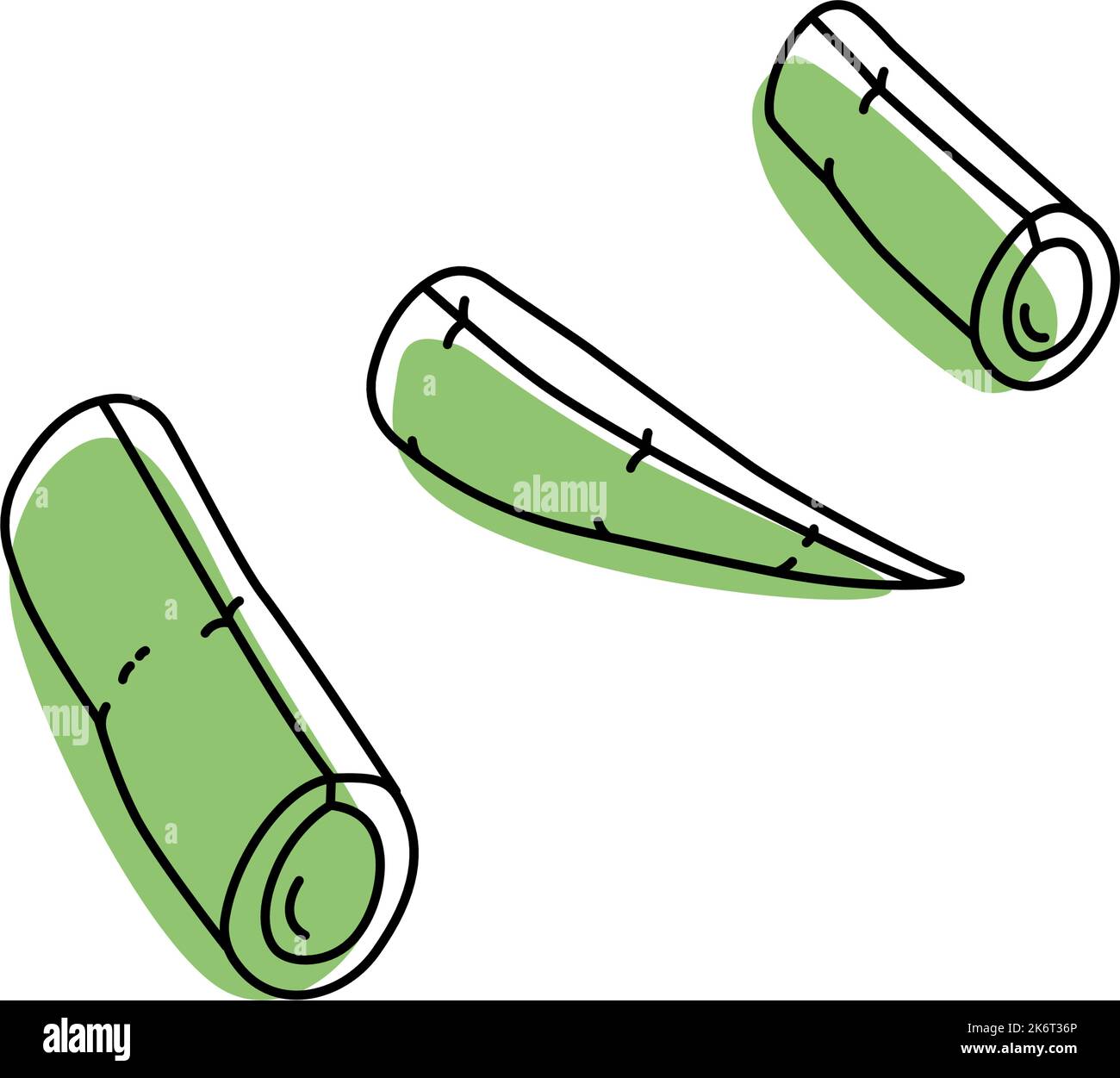 Doodle outline cut green bean with spot. Vector hand-drawn illustration ...