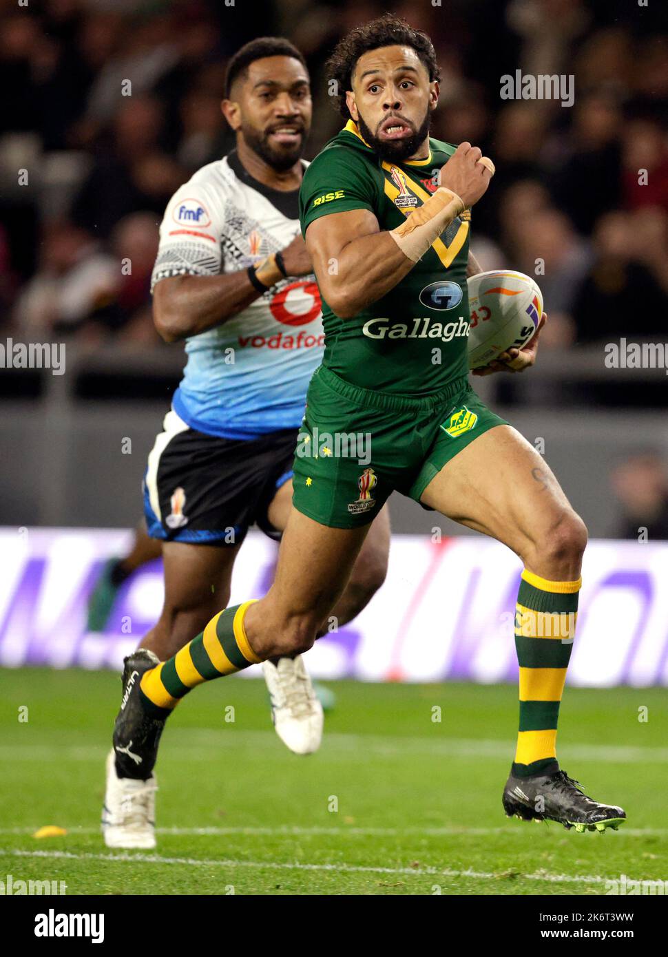 Australia's Josh Addo-Carr intercepts the ball to score his side's ...