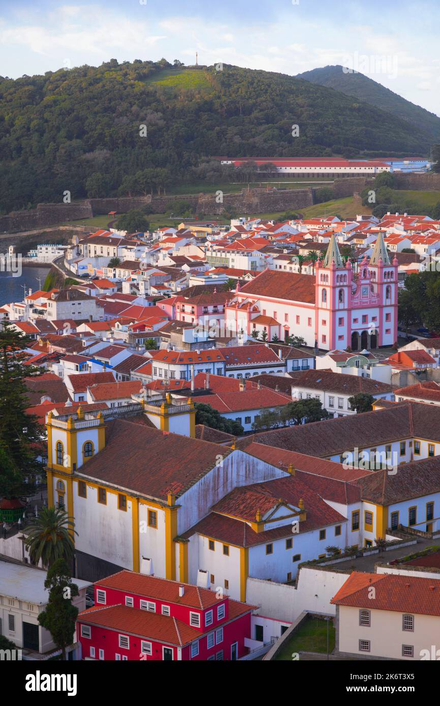 Portugal, Azores, Terceira Island, Angra do Heroismo, skyline, panorama ...