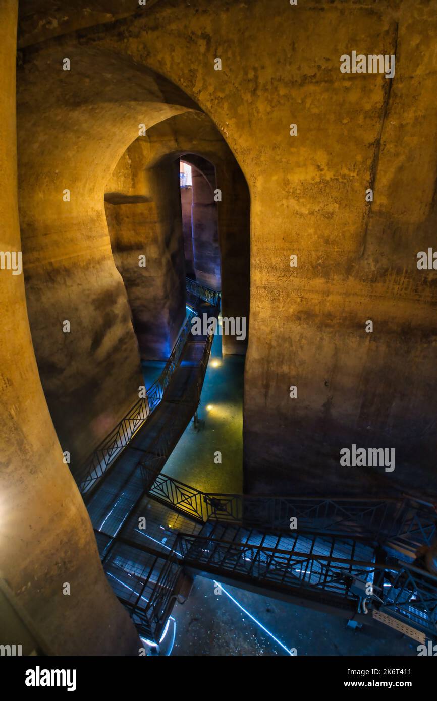 View of the interiors of Palombaro Lungo an imposing cistern dug into ...