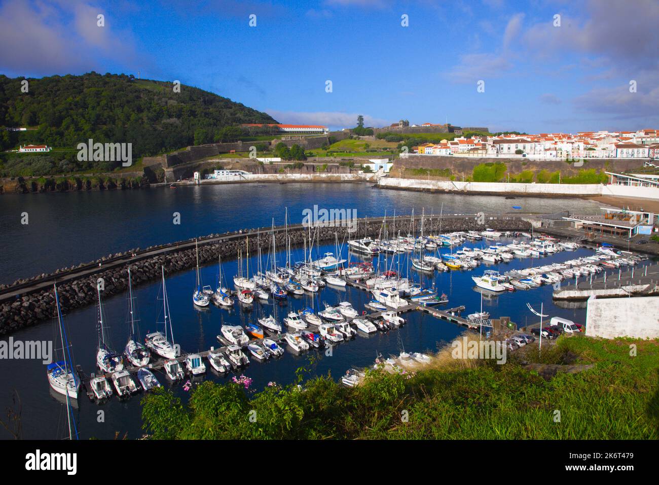 Portugal, Azores, Terceira Island, Angra do Heroismo, skyline, panorama ...