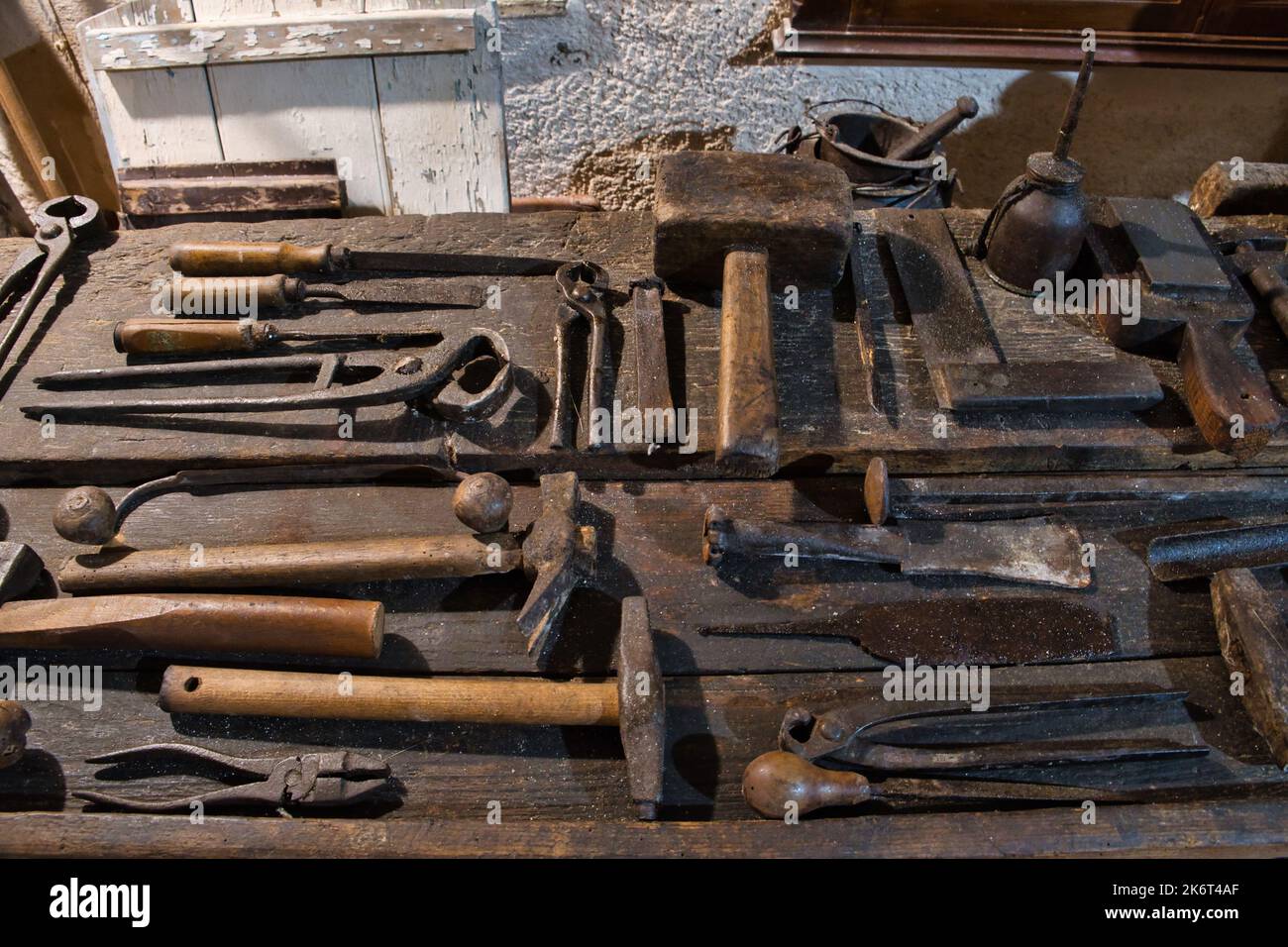 Collection of old carpenter tools Stock Photo - Alamy