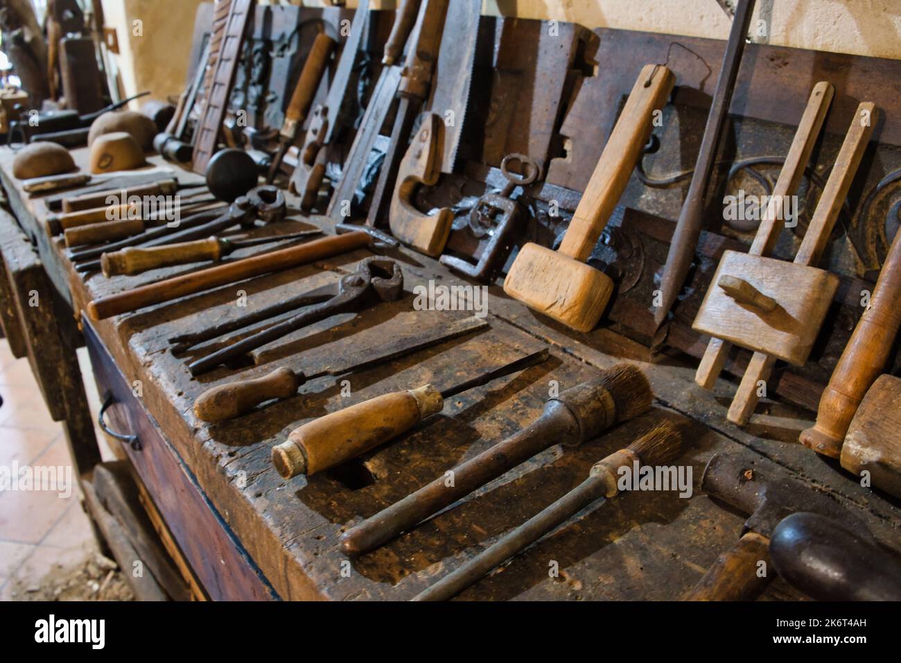 Collection of old carpenter tools Stock Photo - Alamy