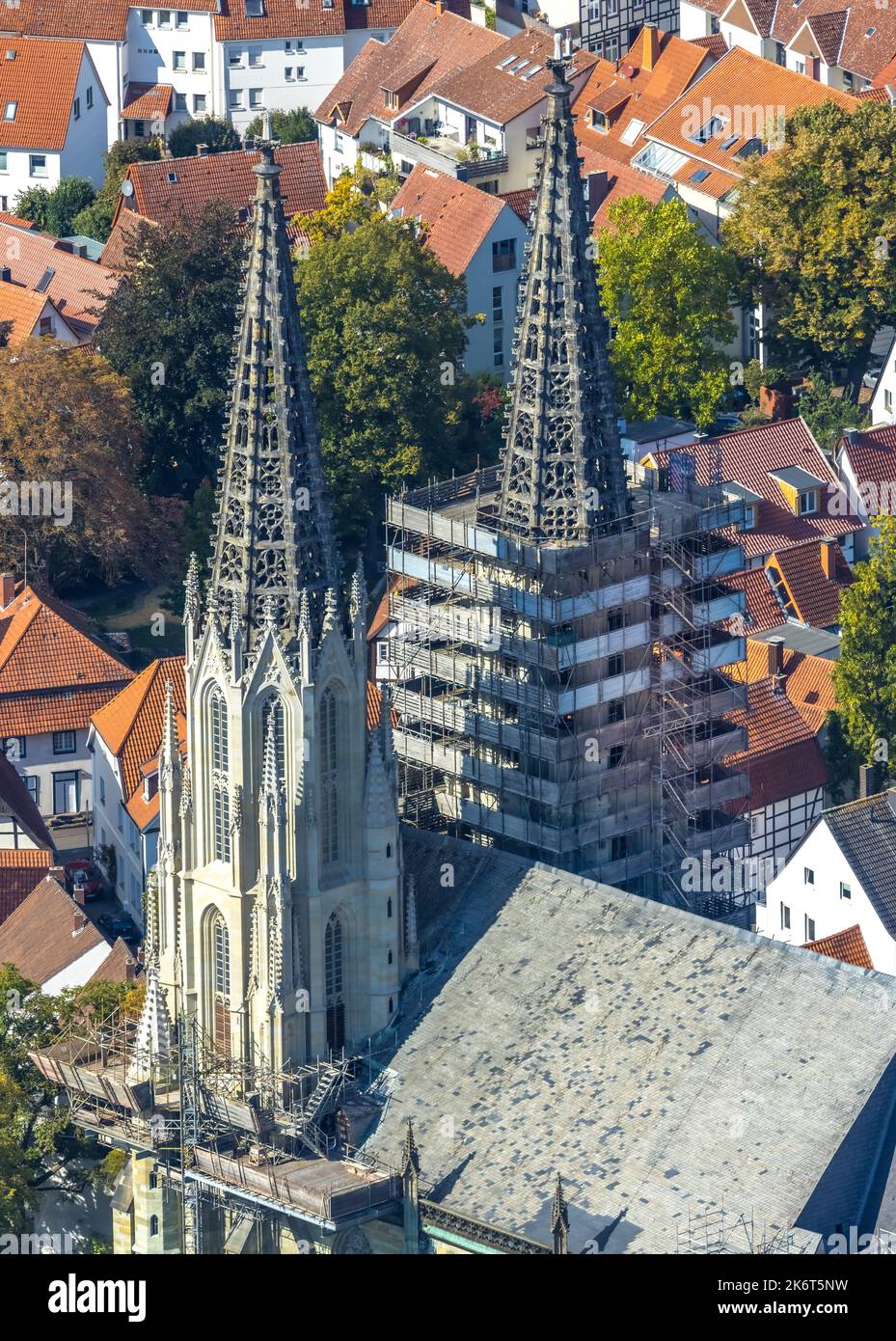Construction site renovation evang church sankt maria zur wiese hi-res ...