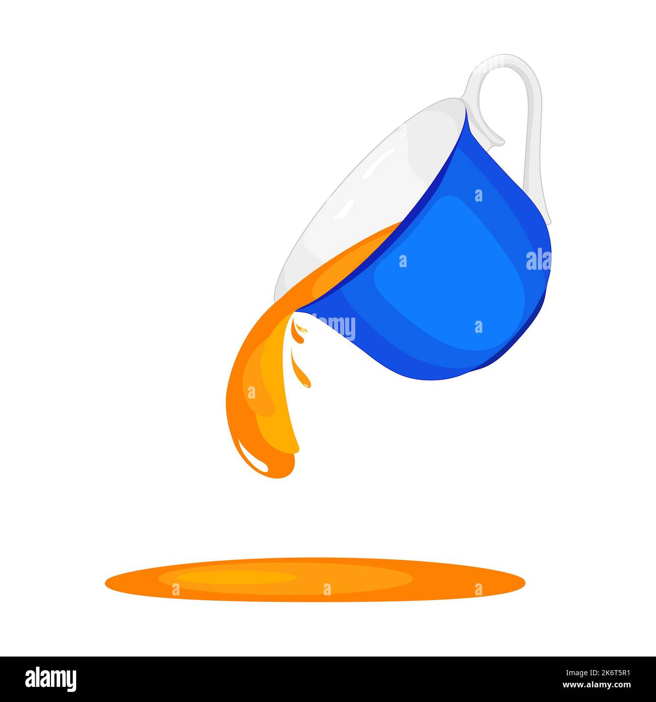 A blue cup with a drop of tea or coffee in the speaker. Tea and cups ...