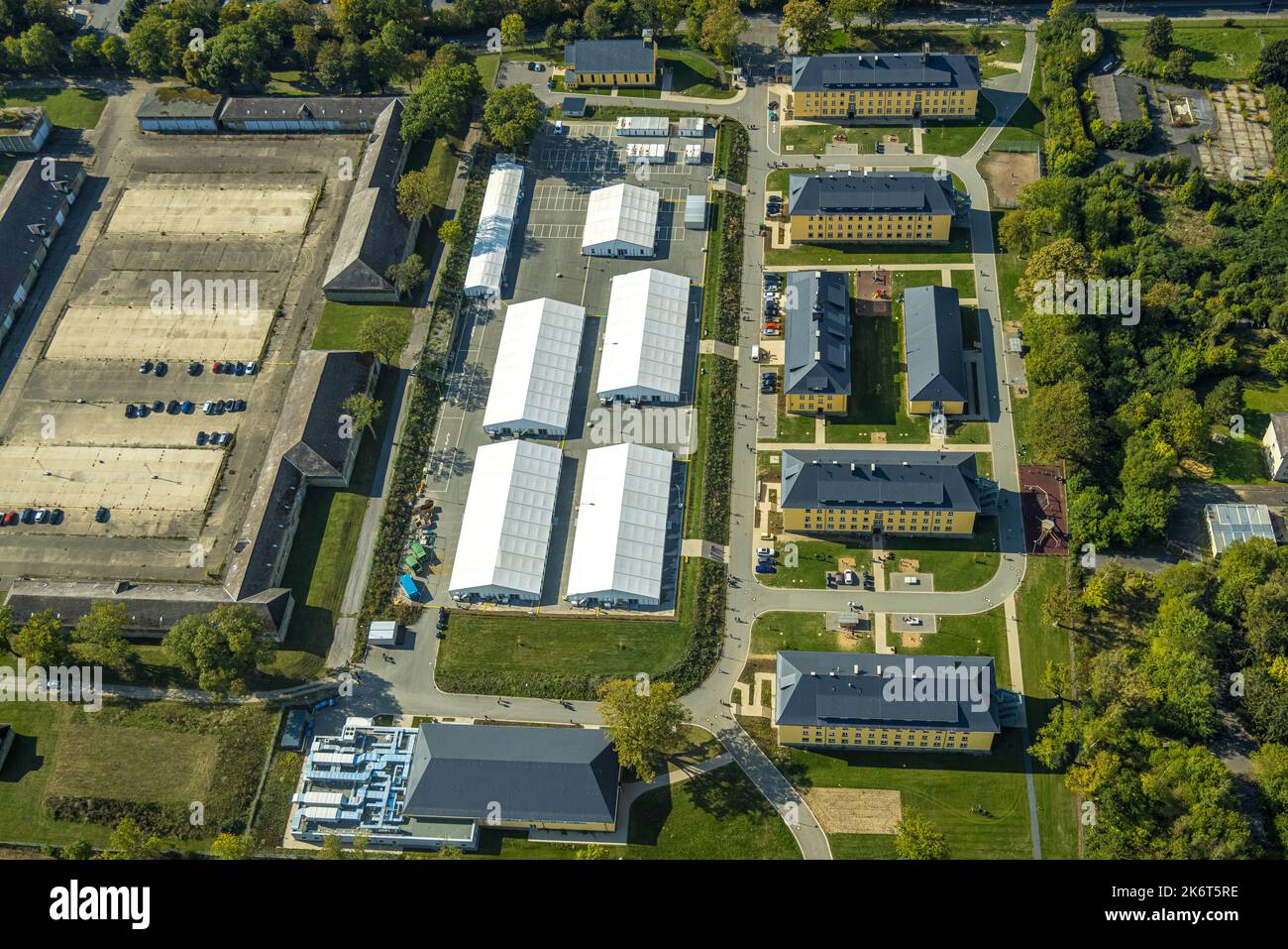 Aerial view, former Kanaal van Wessem barracks, housing complex and ...