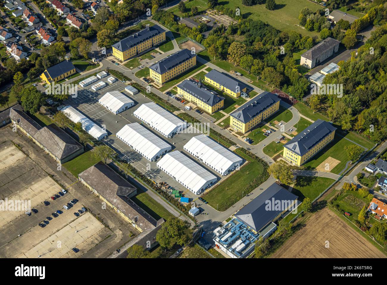 Aerial view, former Kanaal van Wessem barracks, housing complex and ...
