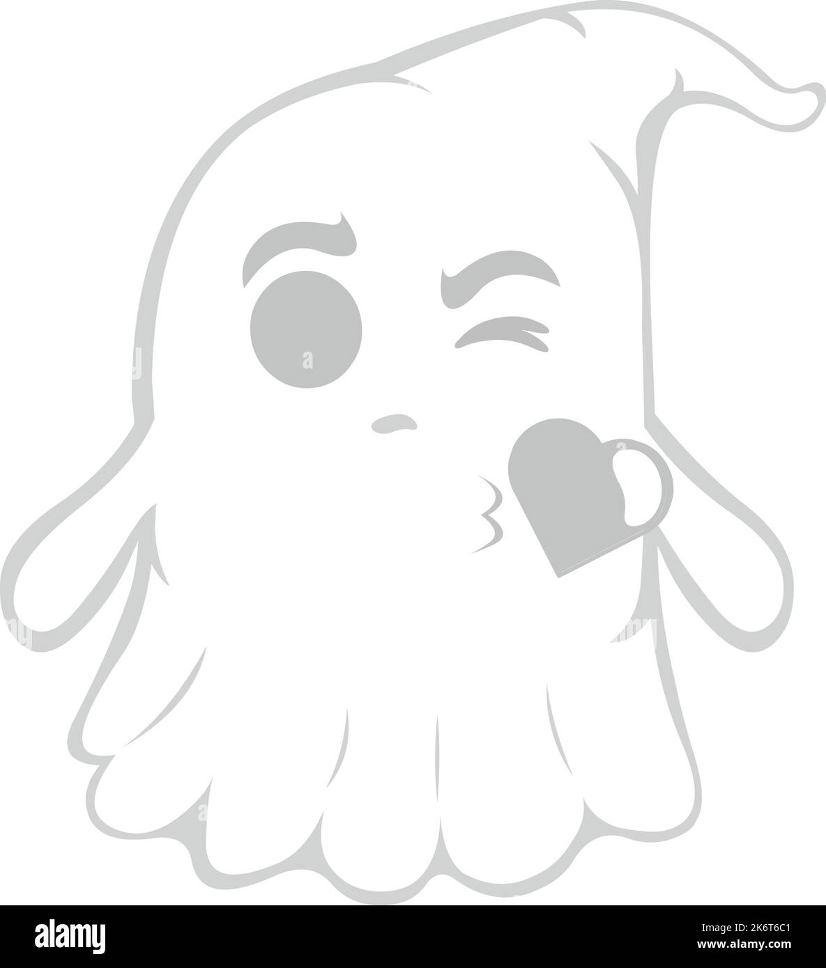 Vector illustration of a cartoon ghost giving a heart shaped kiss Stock ...