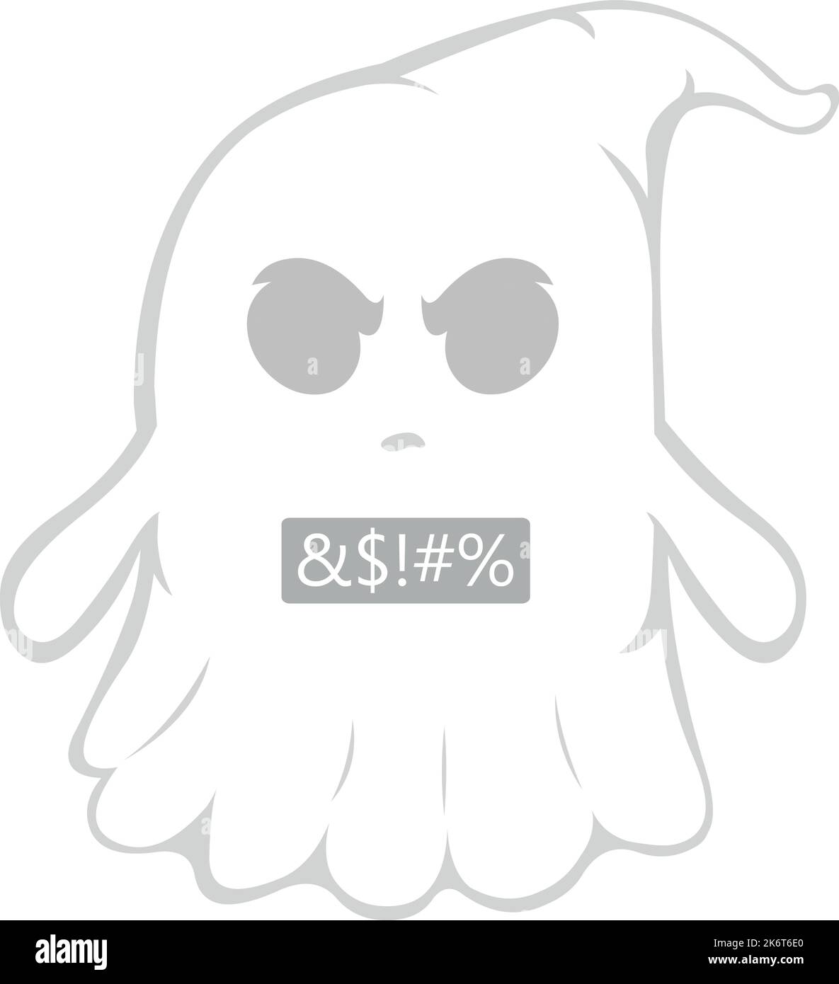 Vector illustration of a cartoon ghost with an angry expression and ...