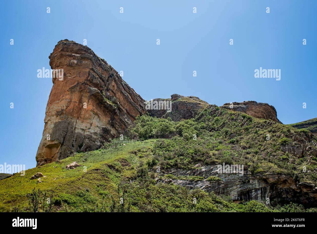 The Brandwag Buttress (Sentinel), a towering sandstone outcrop, in the ...
