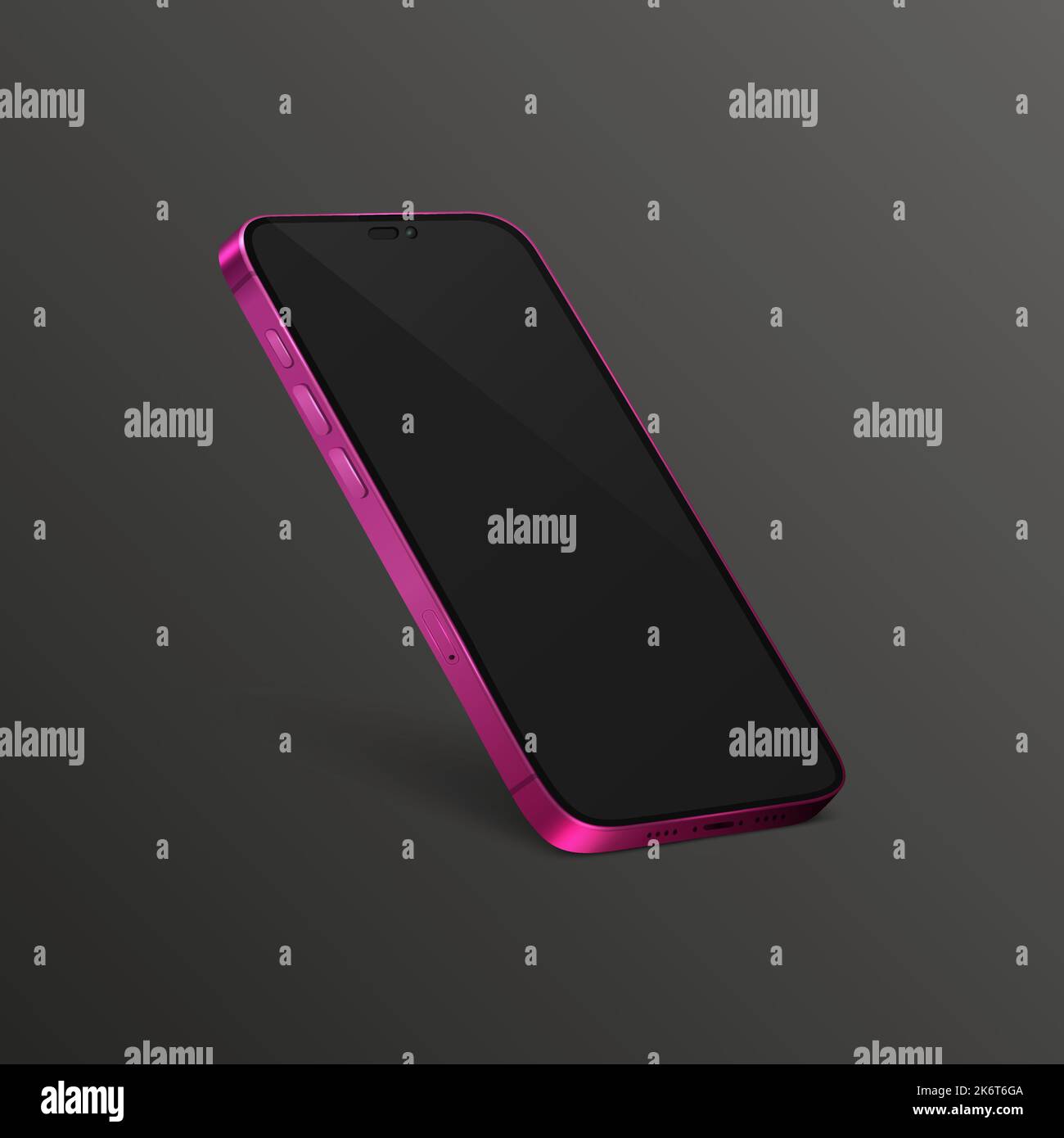 Vector 3d Realistic Pink Modern Smartphone Design Template with Black ...