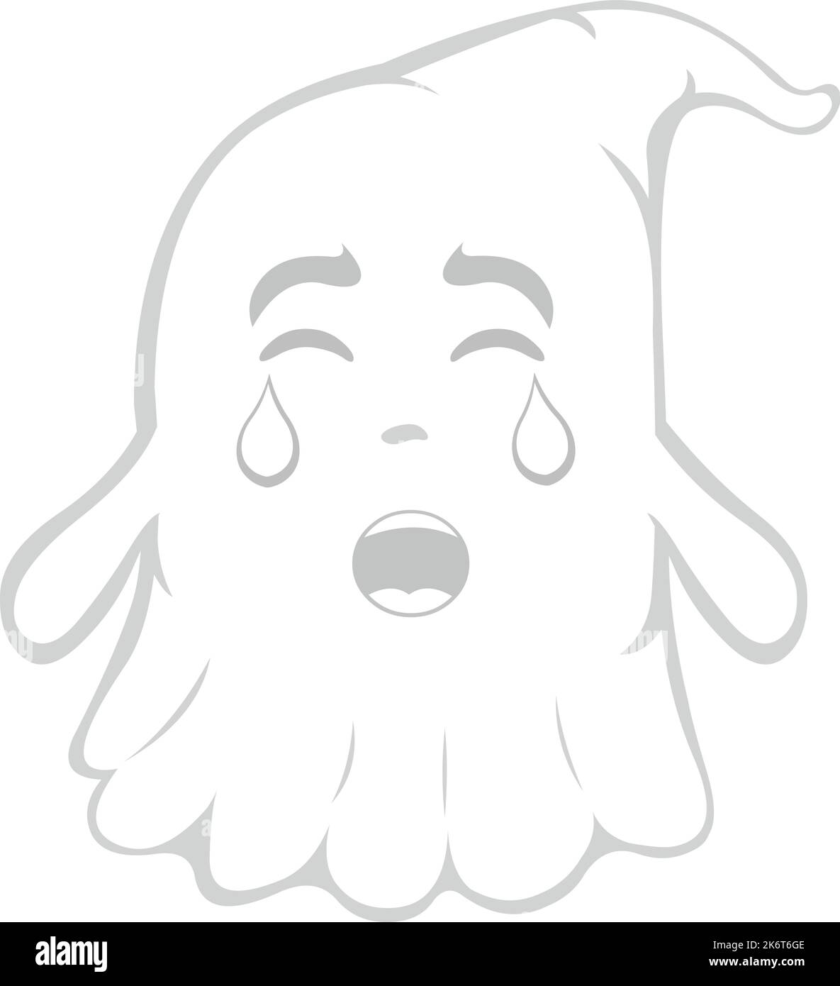 Vector illustration of a cartoon ghost with a sad expression, crying ...