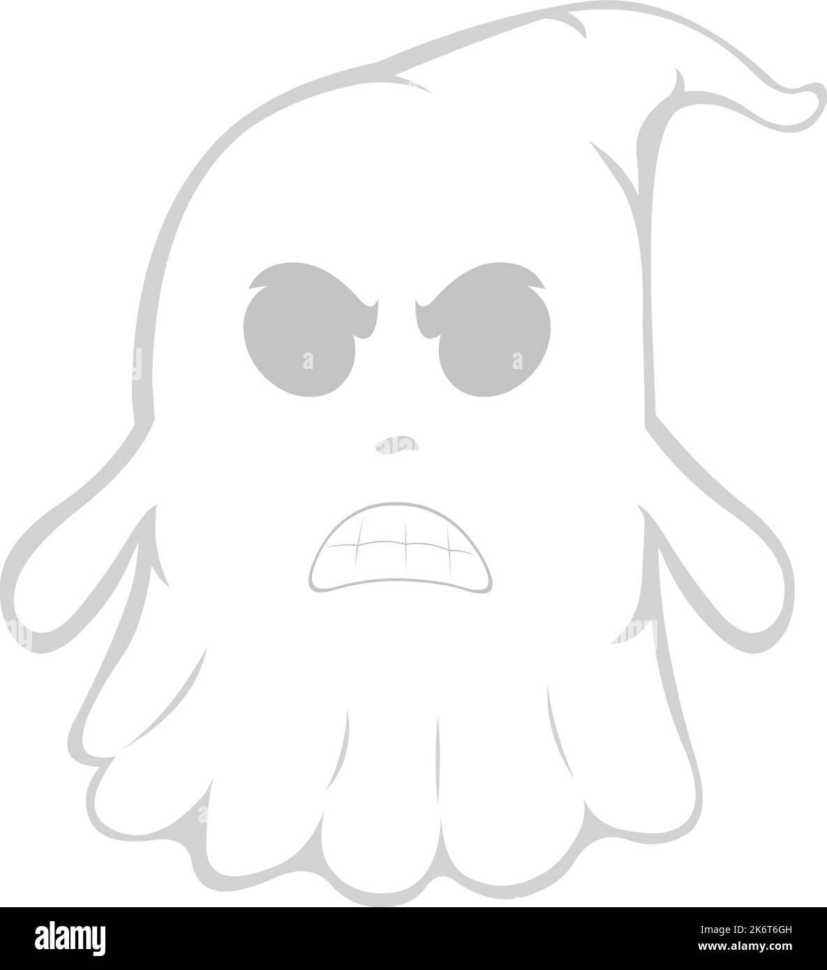 Vector illustration of a cartoon ghost with an angry expression Stock ...