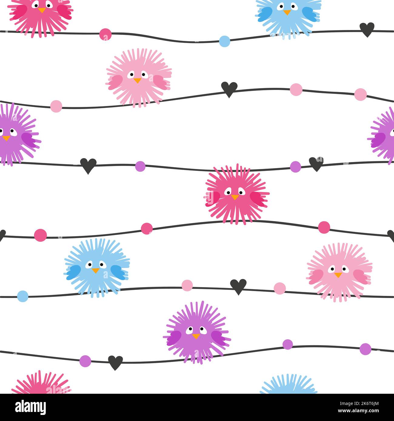 Colorful abstract birds on wires seamless pattern for kids Stock Vector ...