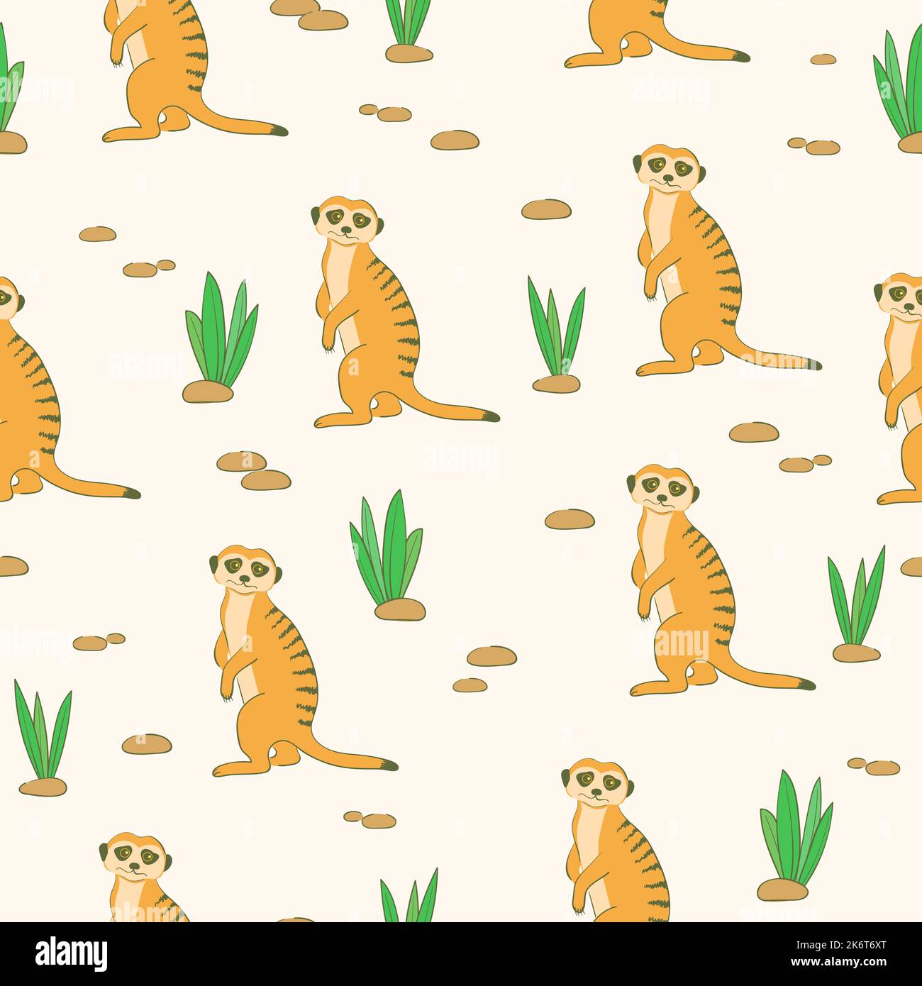 Seamless cartoon Meerkats pattern. Desert background Stock Vector Image ...