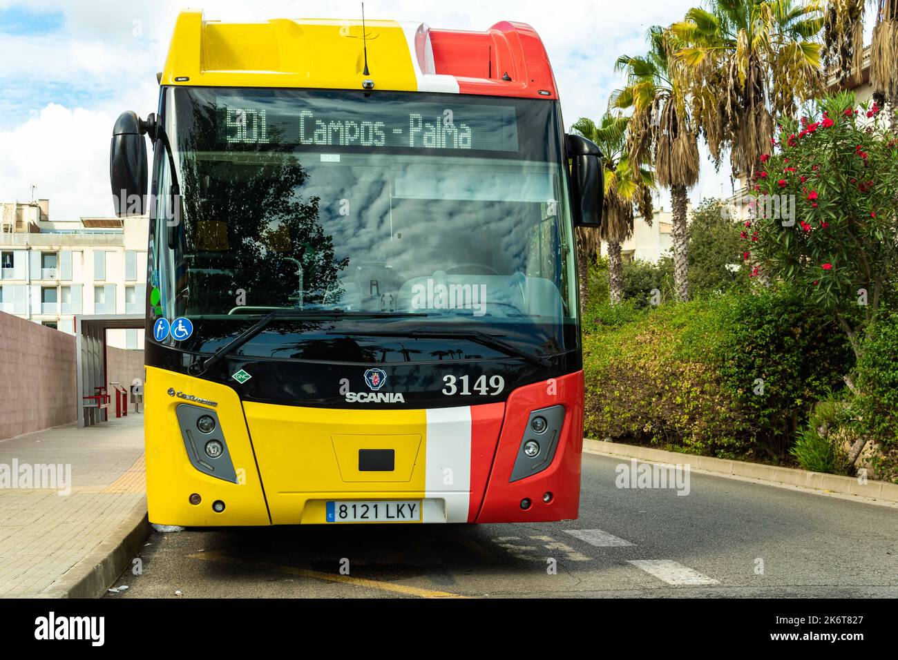 Manacor, Spain; september 24 2022: Bus of the regional bus company TIB ...