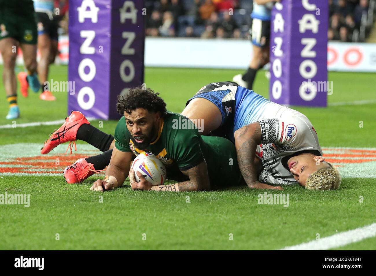Australia's Josh Addo-Carr scores his side's seventh try of the game ... Australia's Josh Addo-Carr scores his side's seventh try of the game ...
