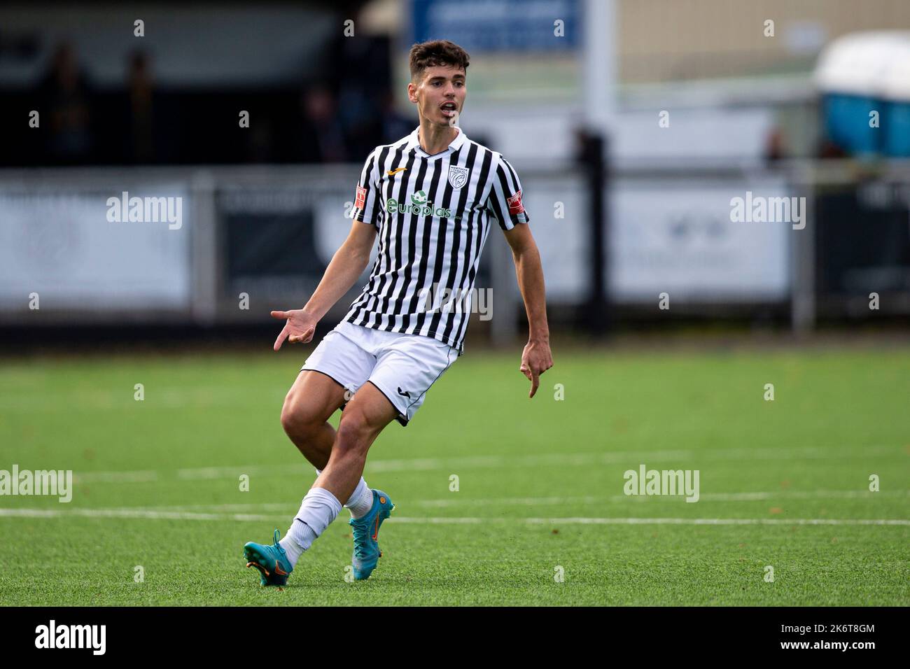 Merthyr Tydfil, UK. 15th Oct, 2022. Jack Evans of Merthyr Town in action. Merthyr Town v ...