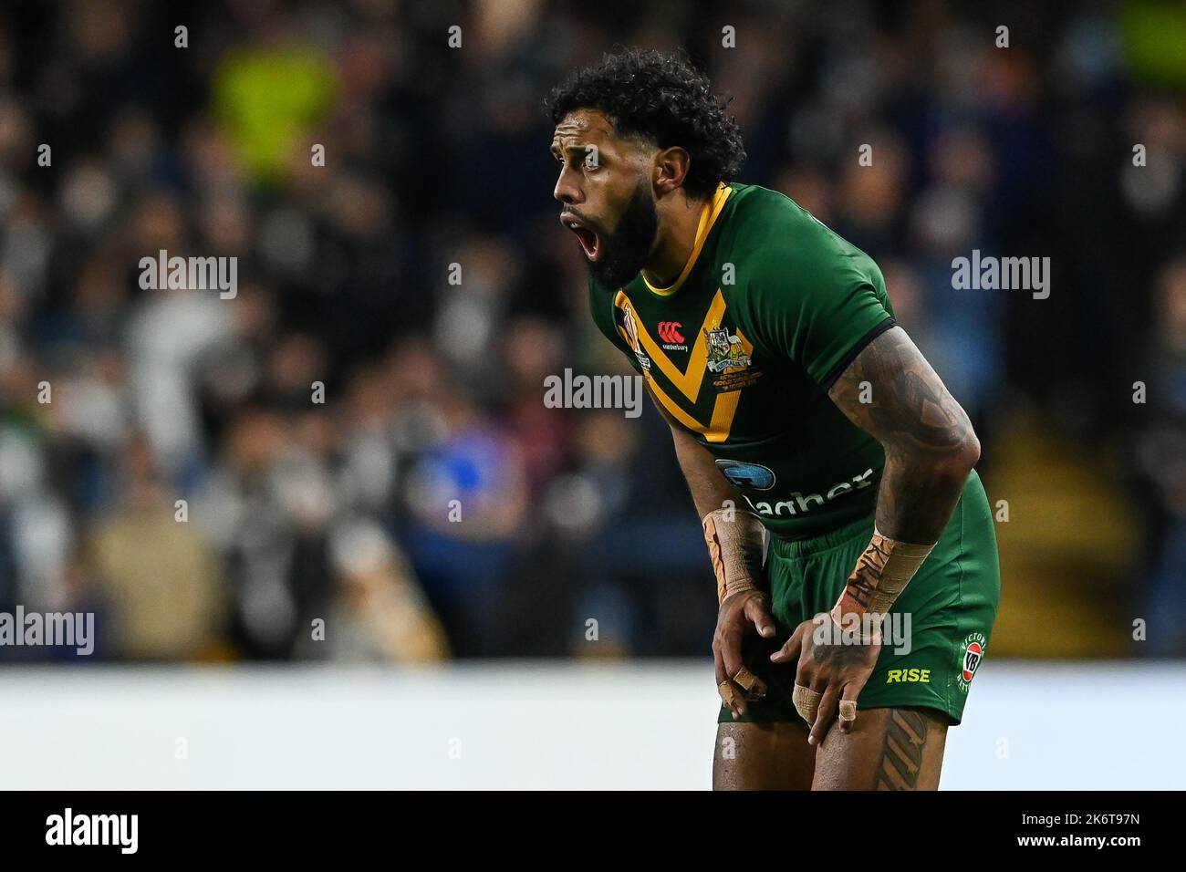 Josh Addo-Carr of Australia gives his side instructions during the ...