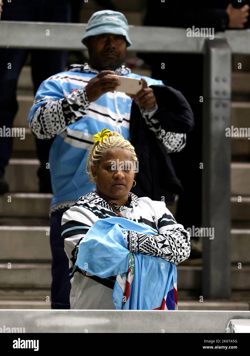 Fiji fans look frustrated in the stands during the Rugby League World ...