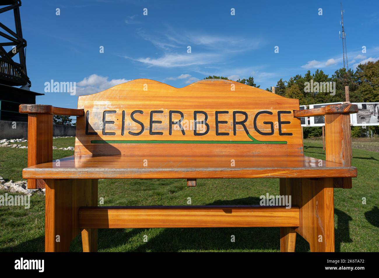 Wooden Bench at the Observation Tower Oberleiserberg in Autumn, Lower ...