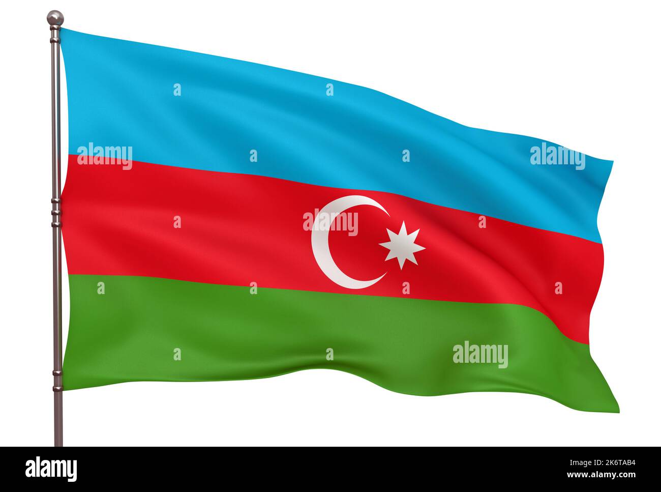 Waving Azerbaijani flag isolated over white background Stock Photo - Alamy