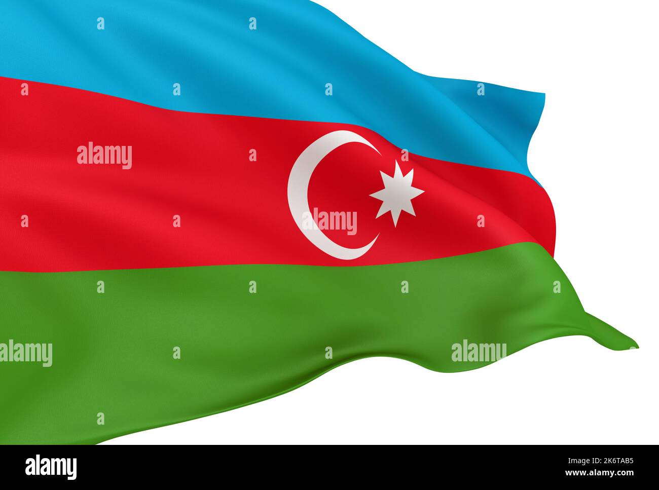 Waving Azerbaijani flag isolated over white background Stock Photo - Alamy