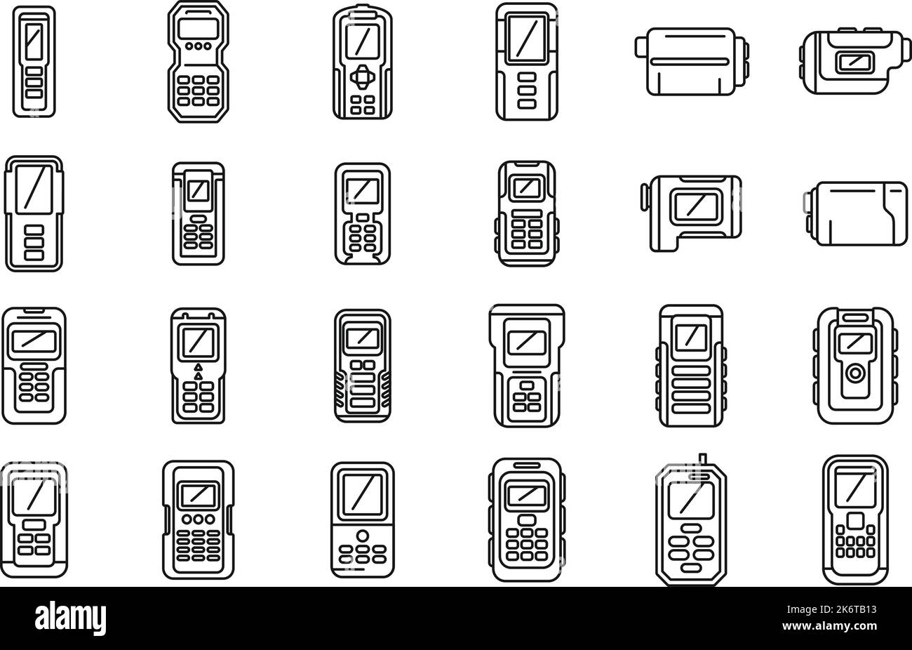Laser meter icons set outline vector. Level distance. Meter digital ...
