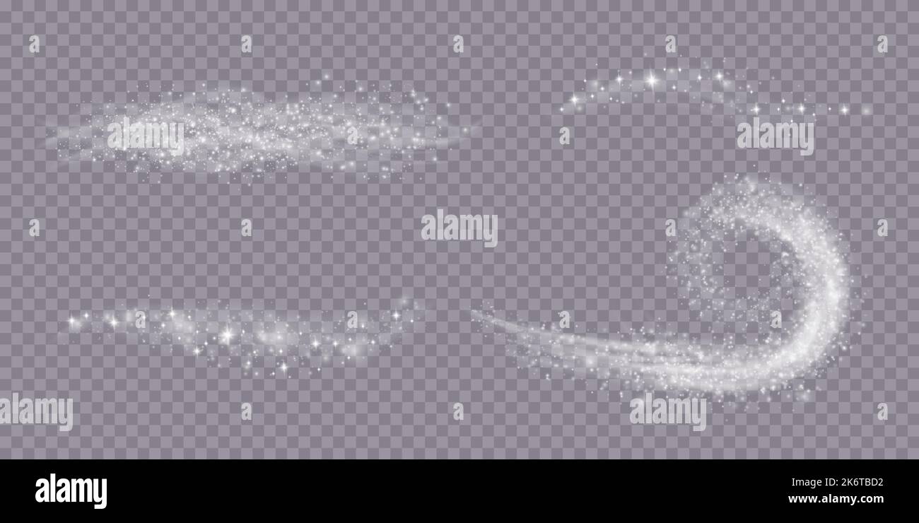 Winter blizzard with sparkles of snow on a transparent background, cold ...