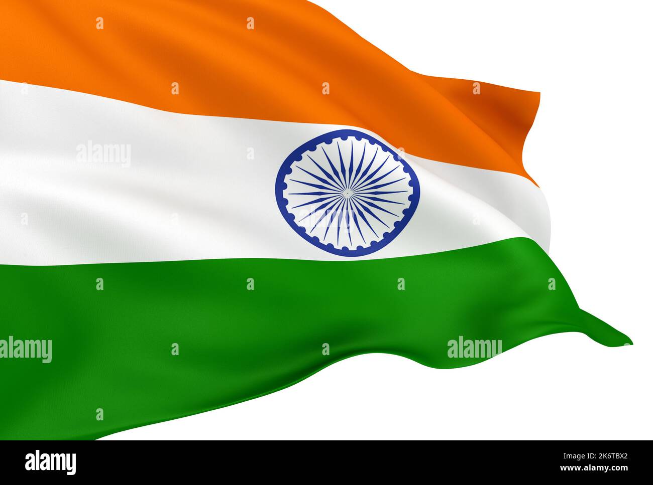 Waving Indian flag isolated over white background Stock Photo - Alamy