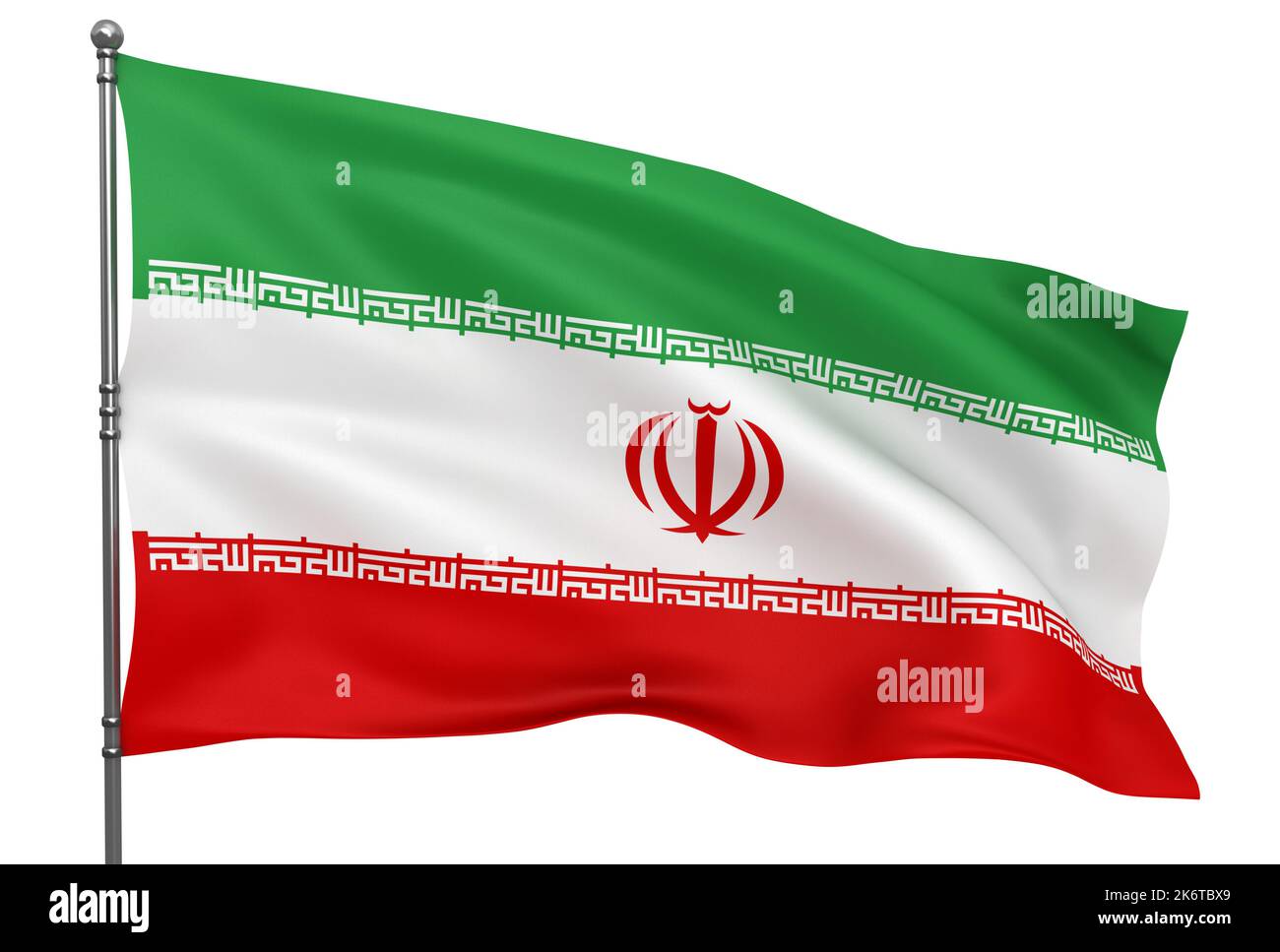 Waving Iranian flag isolated over white background Stock Photo - Alamy