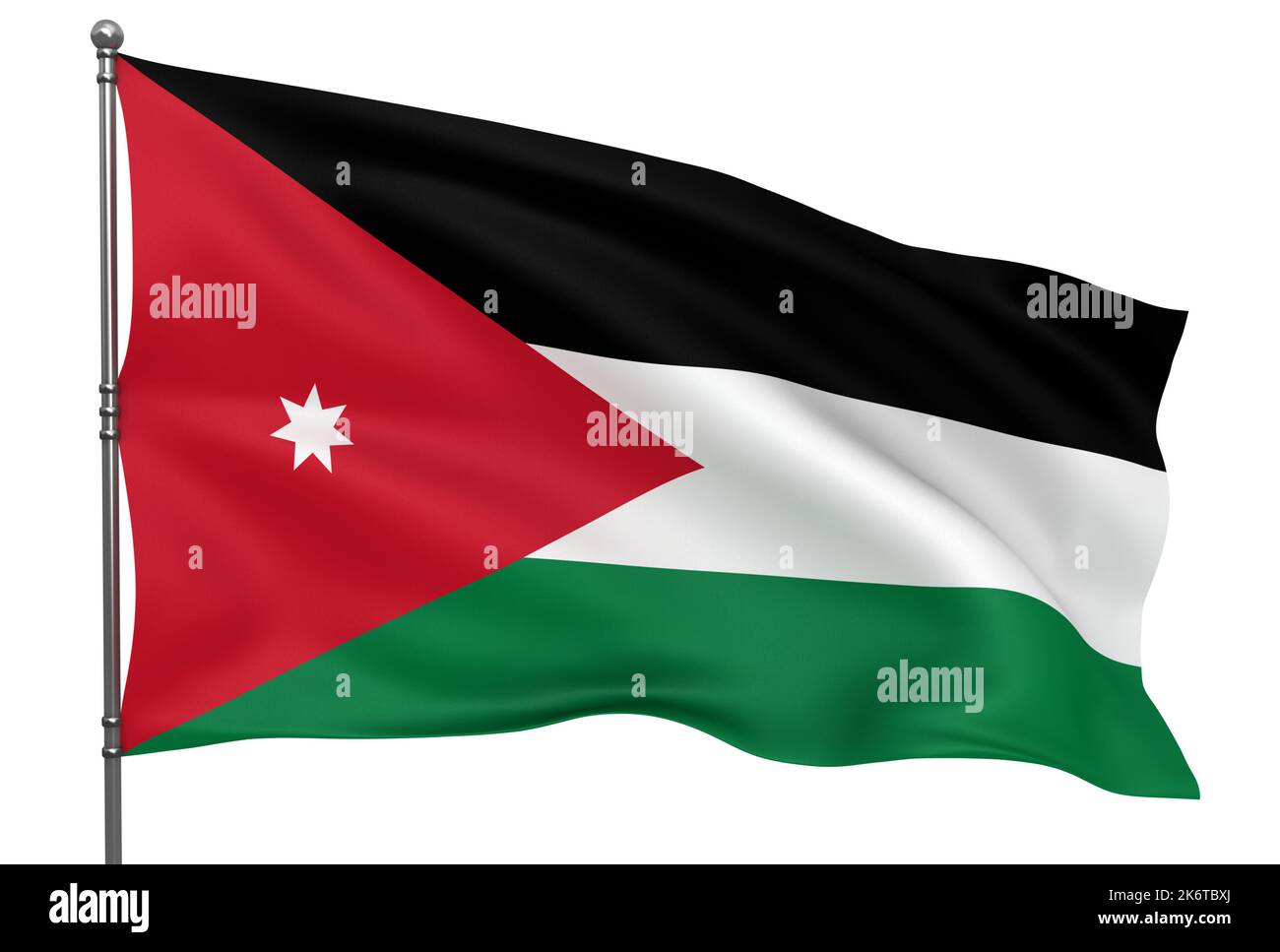 Waving Jordanian flag isolated over white background Stock Photo - Alamy