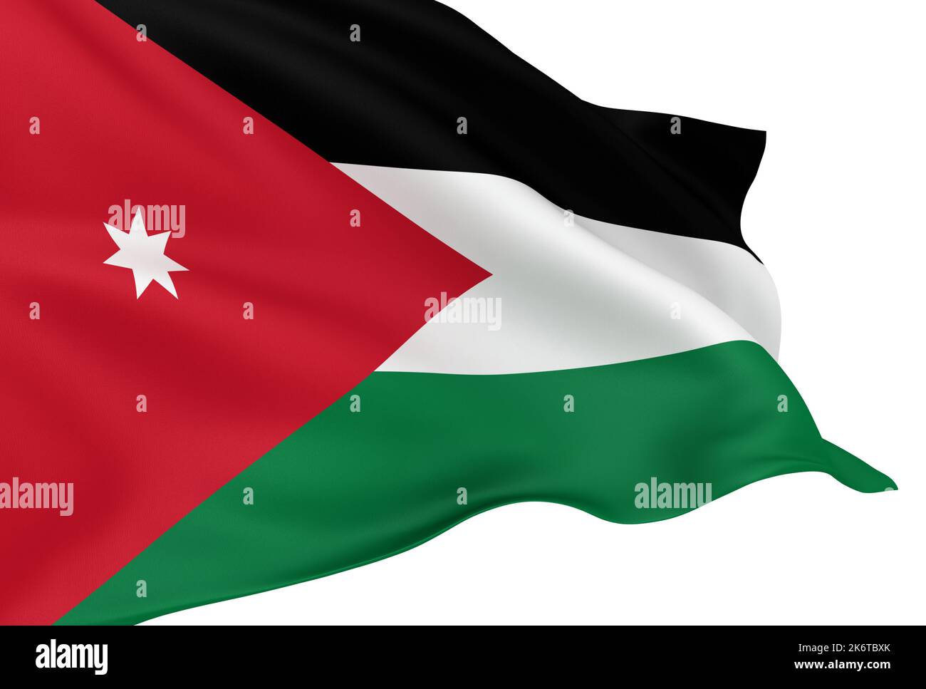 Waving Jordanian flag isolated over white background Stock Photo - Alamy