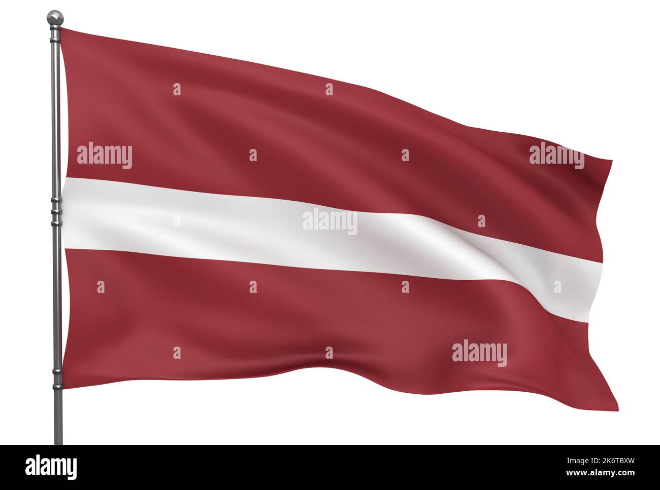 Waving Latvian flag isolated over white background Stock Photo - Alamy